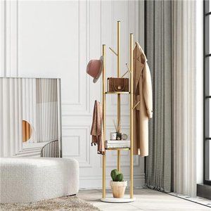 Storage & Organization | Metal Gold Freestanding Coat Hanger Stand With ...